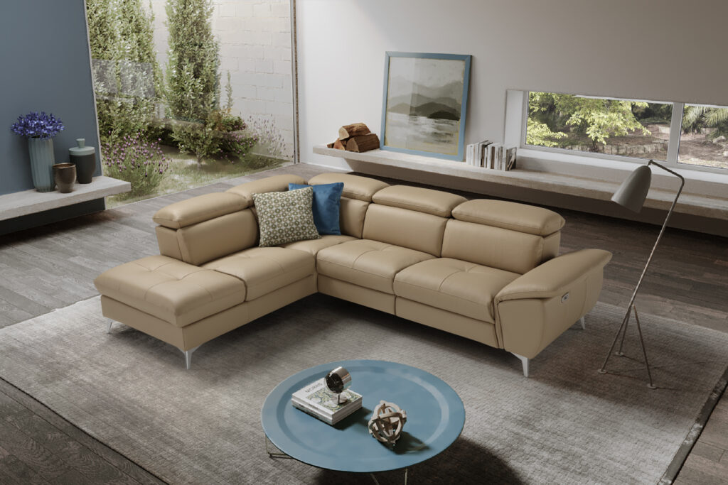 AIDA Italian Full Leather Recliner Sectional Sofa